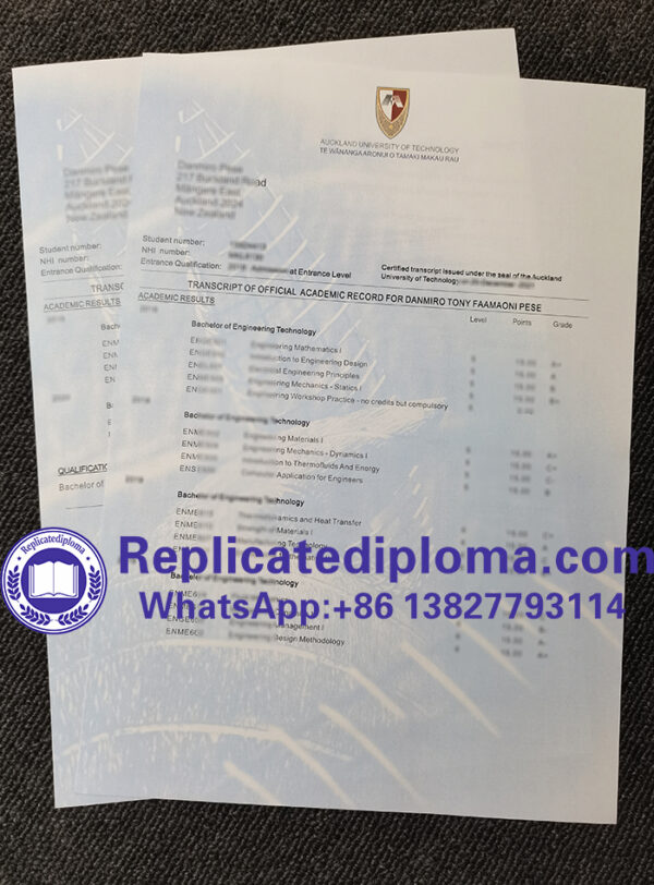 Copy Auckland University of Technology transcript, order fake AUT ...