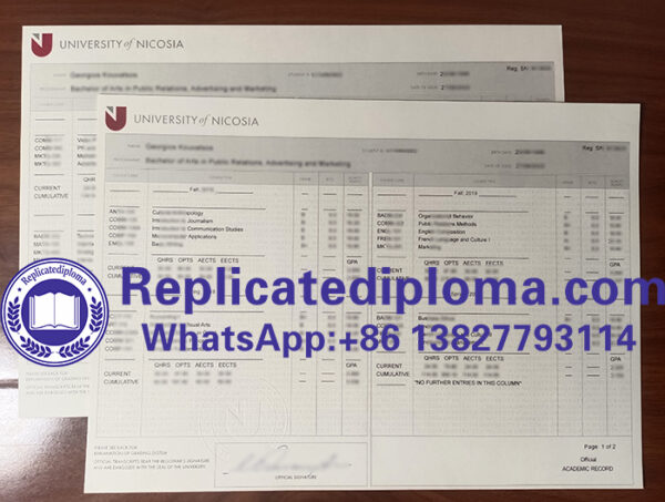 Where can I buy a realistic University of Nicosia transcript? - replicatediploma.com